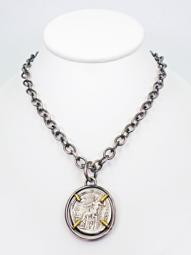 Ancient Greek Tetradrachm Silver Coin Reversible Pendant on Chain ...