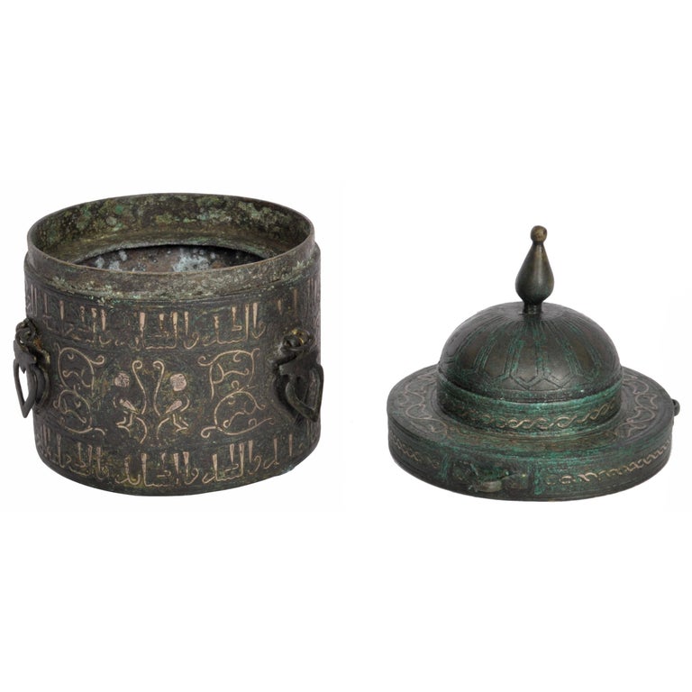 Ancient Islamic Persian Khurasan Silver Inlaid Bronze Caligraphy ...