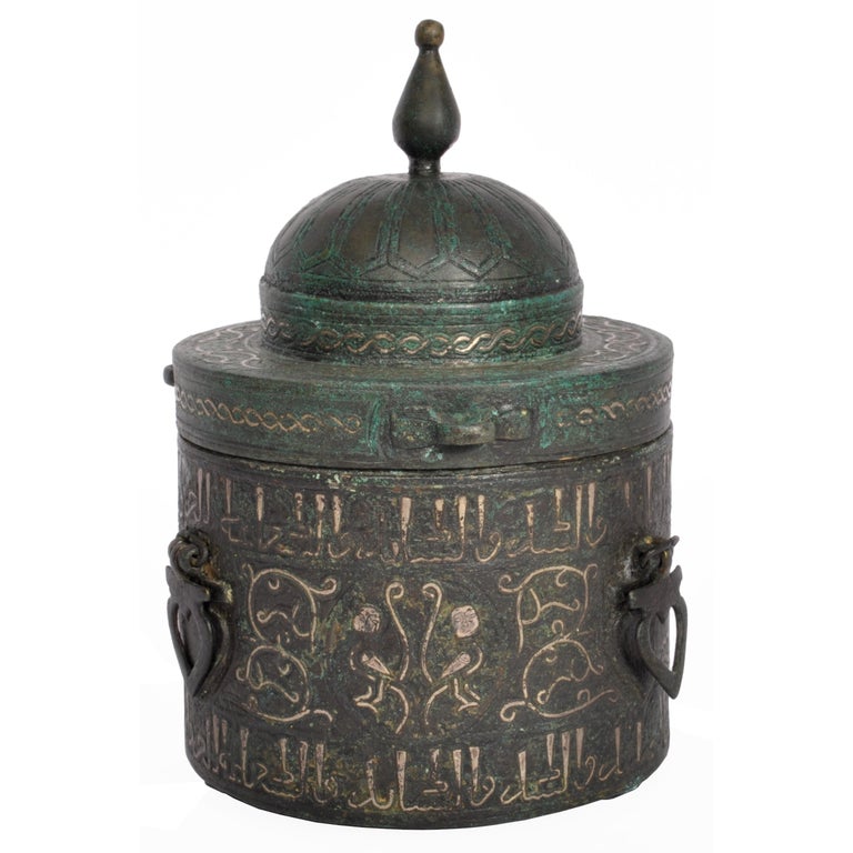 Ancient Islamic Persian Khurasan Silver Inlaid Bronze Caligraphy ...