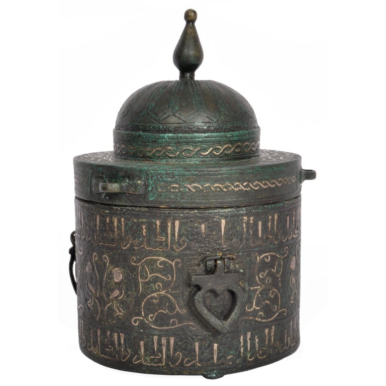 Ancient Islamic Persian Khurasan Silver Inlaid Bronze Caligraphy ...