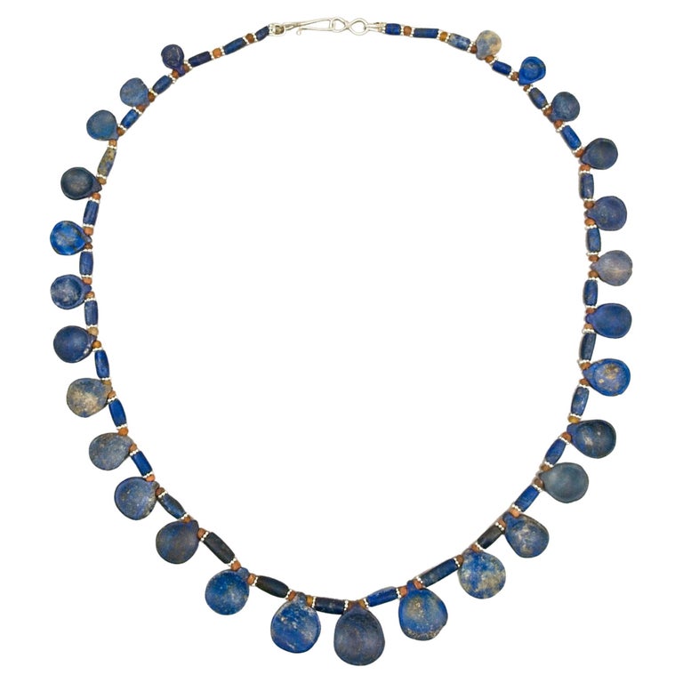 Ancient Lapis Lazuli Spoon Shaped Pendants, Lapis and Carnelian Beads ...