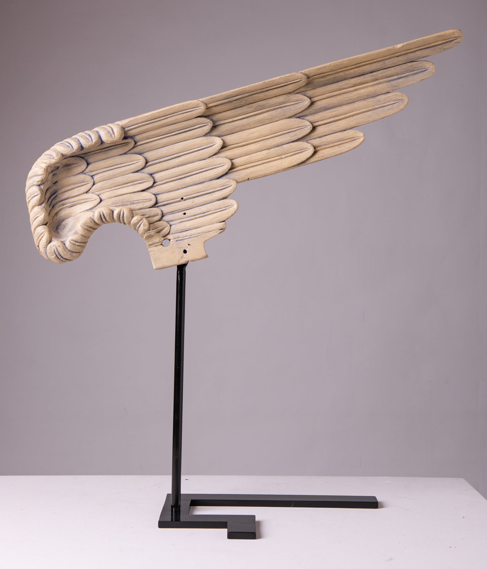 Ancient Large Wooden Wing on Iron Base For Sale at 1stDibs