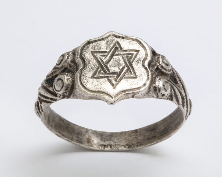 Ancient Medieval Silver Judaica Ring with Star of David at 1stDibs