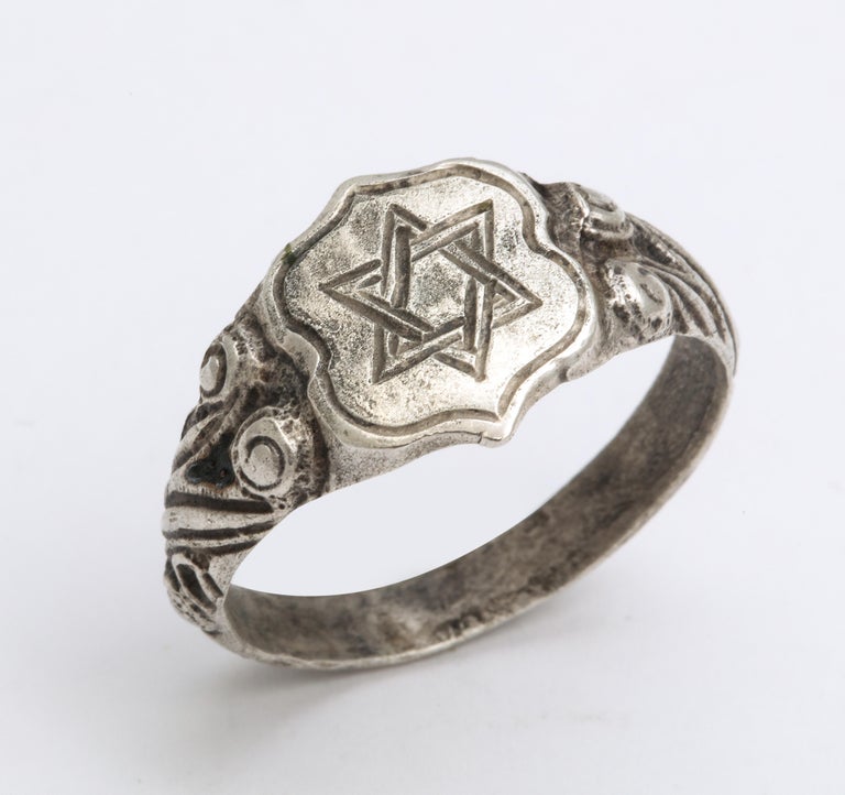 Ancient Medieval Silver Judaica Ring with Star of David at 1stDibs