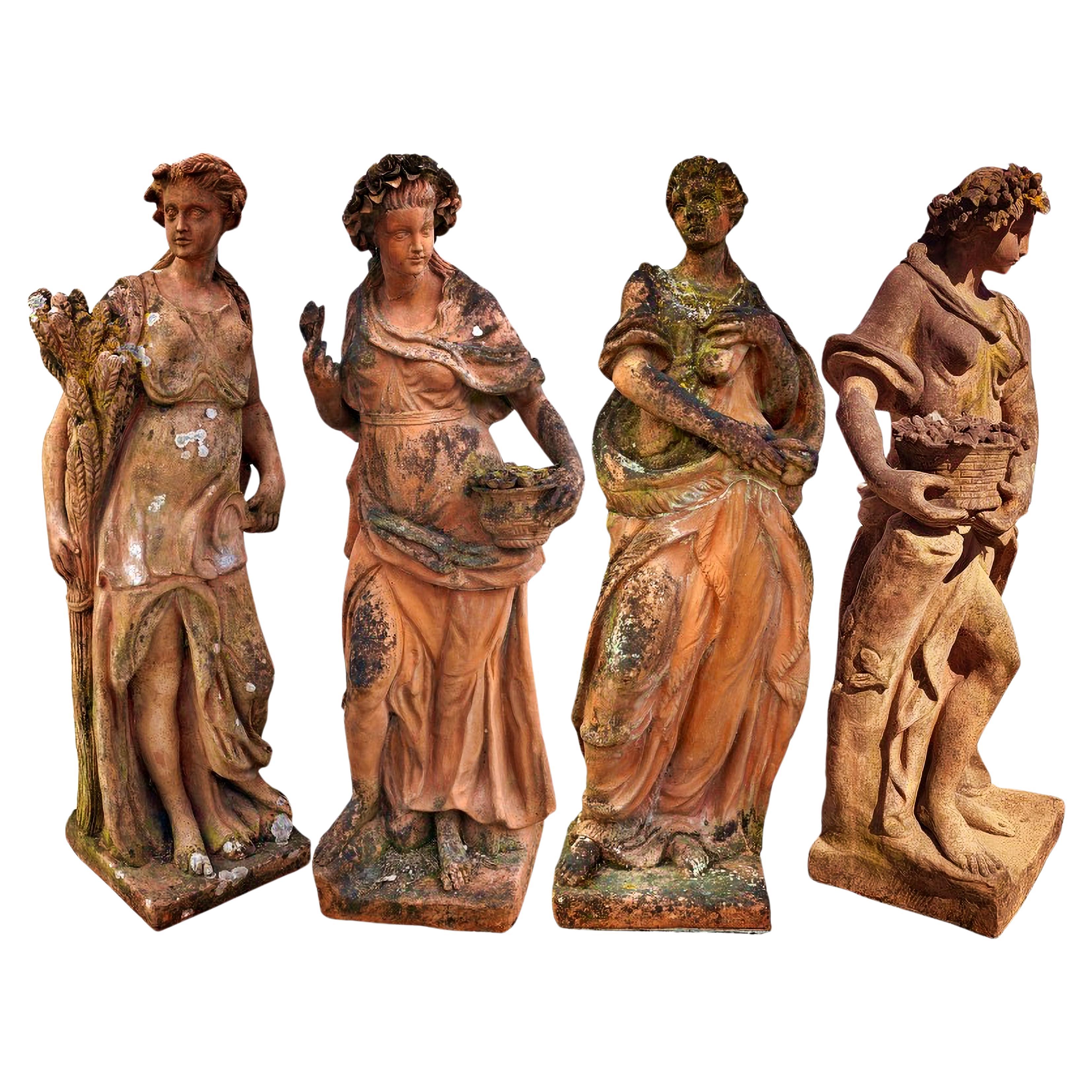 ANCIENT ORIGINAL SERIES OF STATUES "THE 4 SEASONS" IN TERRACOTTA began ...
