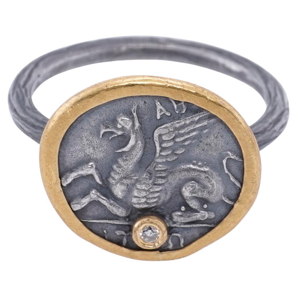 Ancient Roman Bee Coin Ring with Diamond, in 24kt Gold and Silver For ...