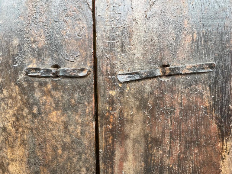 Ancient Rare India Wood Hand Carved Polychrome Wall Panel with Iron ...