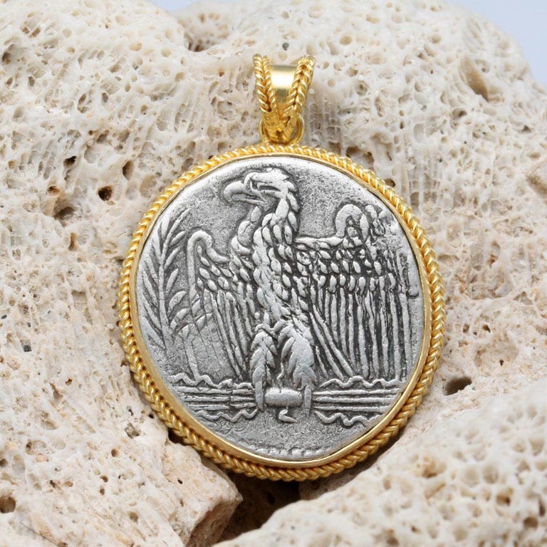 Ancient Roman 1st Century AD Nero Eagle Coin 18K Gold Pendant For Sale ...
