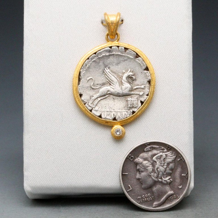 Ancient Roman 1st Century BC Griffin Coin Diamond 18K Gold Pendant 20 ...