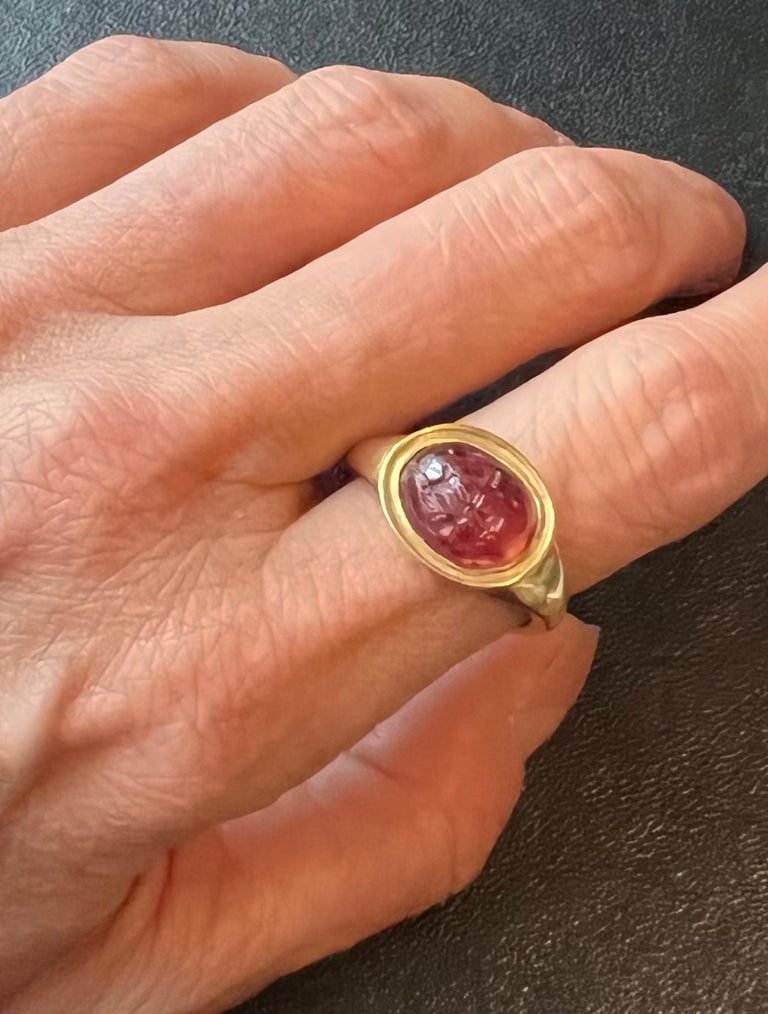 Ancient Roman 1st to 2nd Century Garnet Intaglio Ring Featuring Three ...