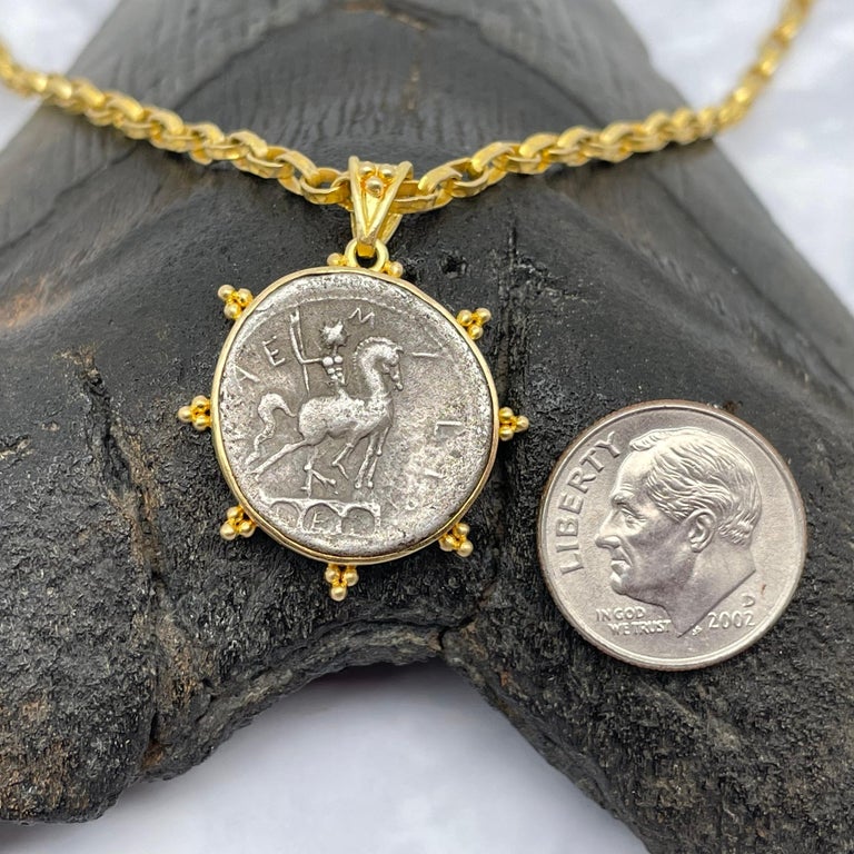 Ancient Roman 2nd Century BC Equestrian Coin 18K Gold Pendant For Sale ...