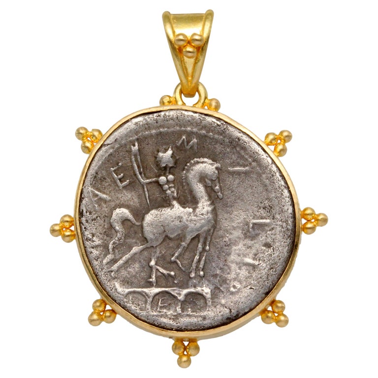 Ancient Roman 2nd Century BC Equestrian Coin 18K Gold Pendant For Sale ...