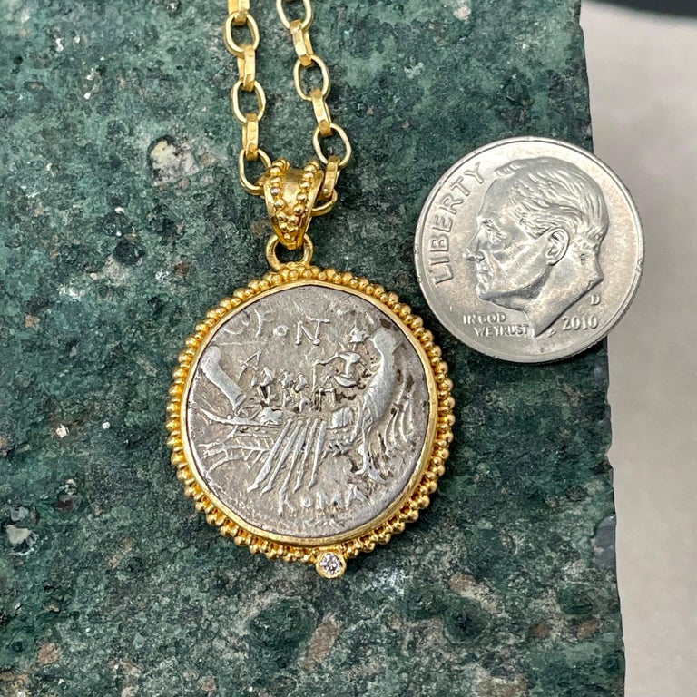 Ancient Roman 2nd Century BC Galley Coin 22K Gold Pendant For Sale at ...