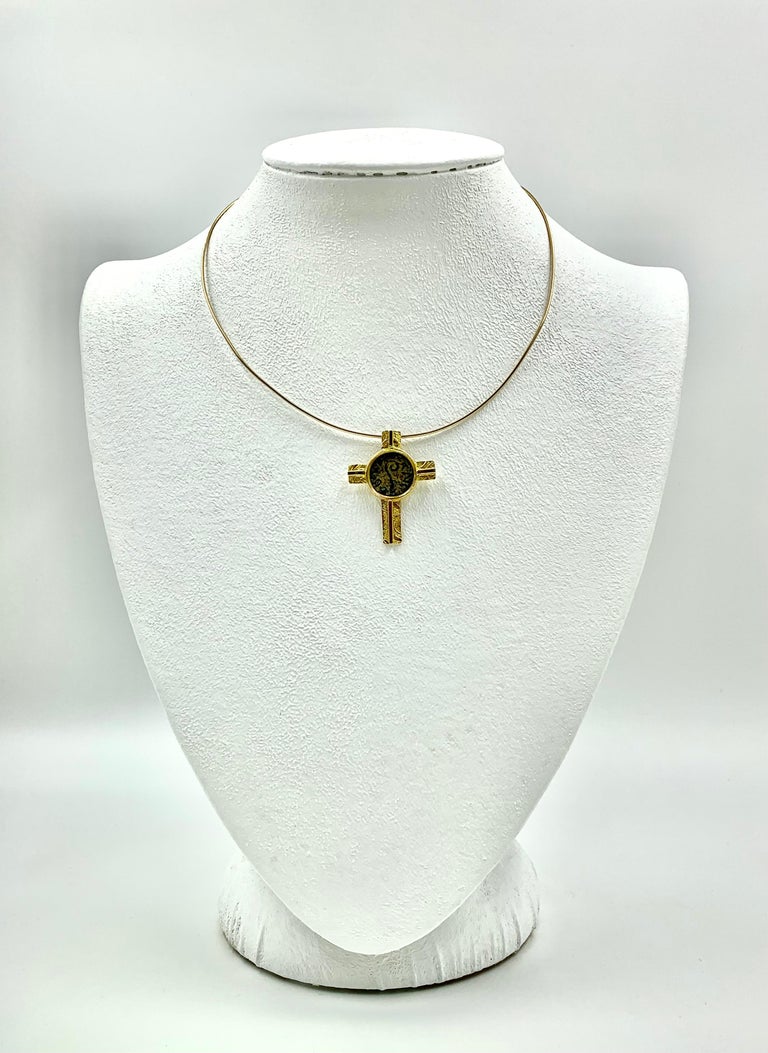 Ancient Roman 30 A.D. Pontius Pilate Bronze Coin Gold Cross Pendant ...