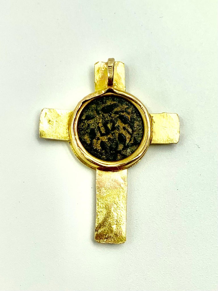 Ancient Roman 30 A.D. Pontius Pilate Bronze Coin Gold Cross Pendant ...