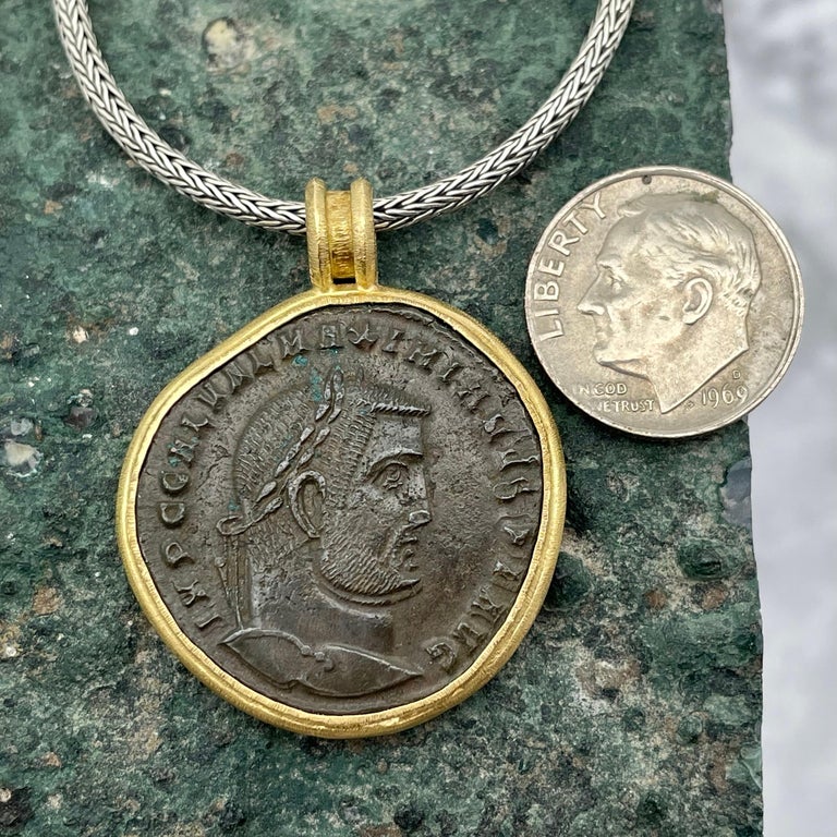 Ancient Roman 3rd Century Maximinus II Coin 18K Gold Pendant with ...
