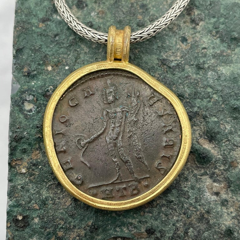 Ancient Roman 3rd Century Maximinus II Coin 18K Gold Pendant with ...