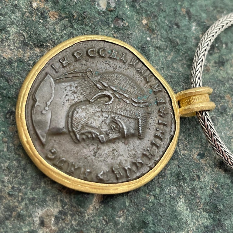 Ancient Roman 3rd Century Maximinus II Coin 18K Gold Pendant with ...