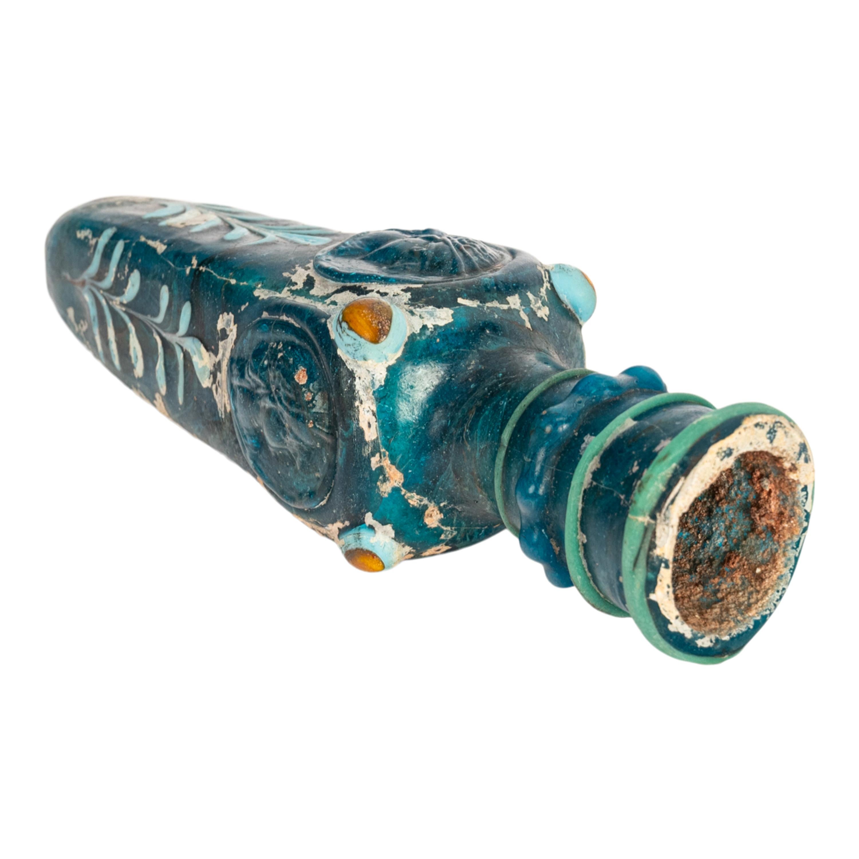 Ancient Roman Blue Glass Vessel Flask Cameo Emperor's Head 1st 2nd ...