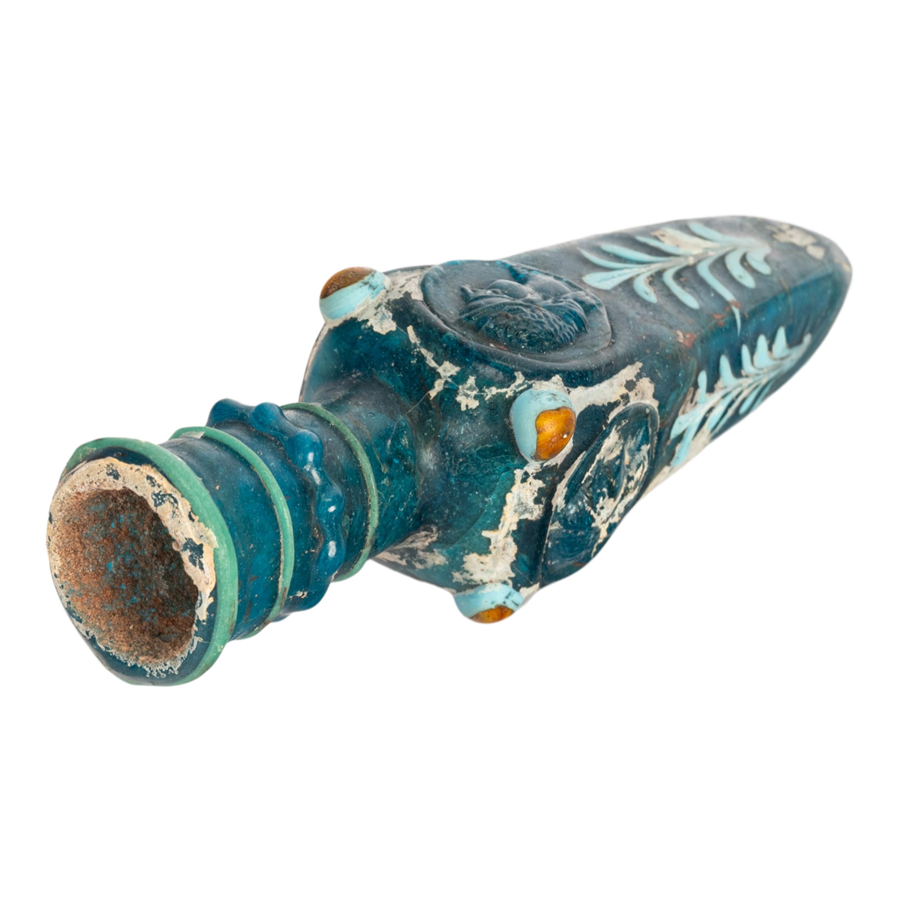 Ancient Roman Blue Glass Vessel Flask Cameo Emperor's Head 1st 2nd ...