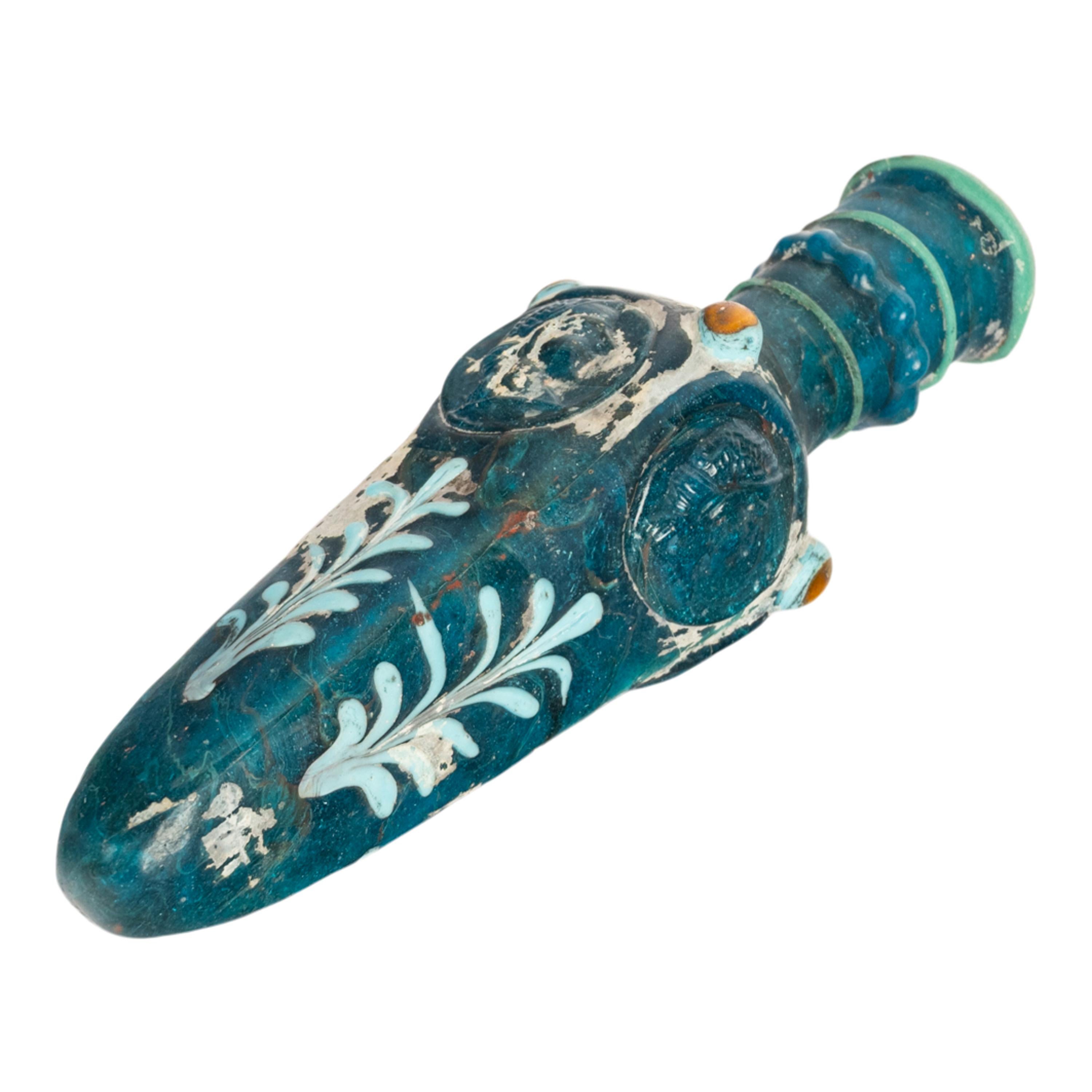 Ancient Roman Blue Glass Vessel Flask Cameo Emperor's Head 1st 2nd ...