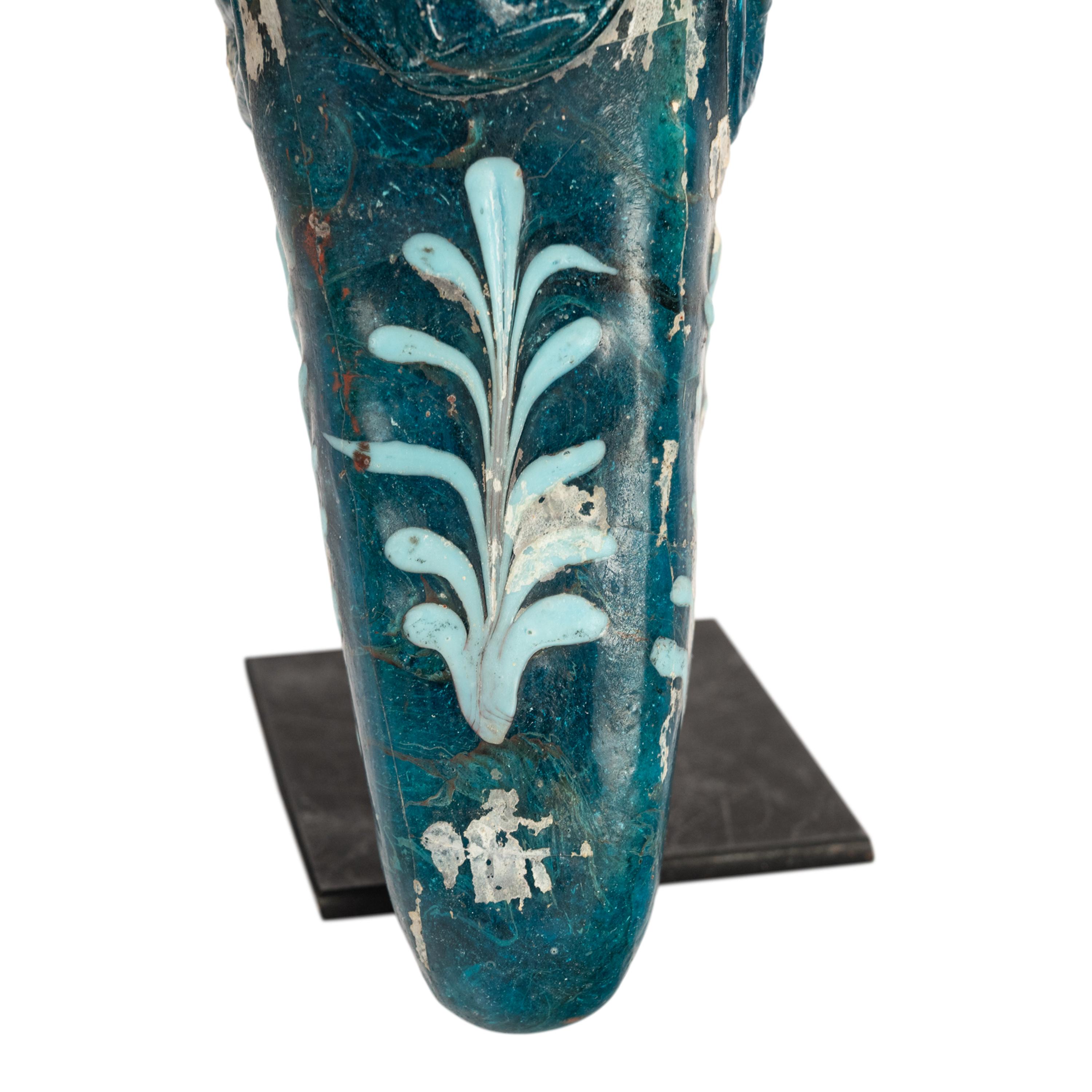 Ancient Roman Blue Glass Vessel Flask Cameo Emperor's Head 1st 2nd ...