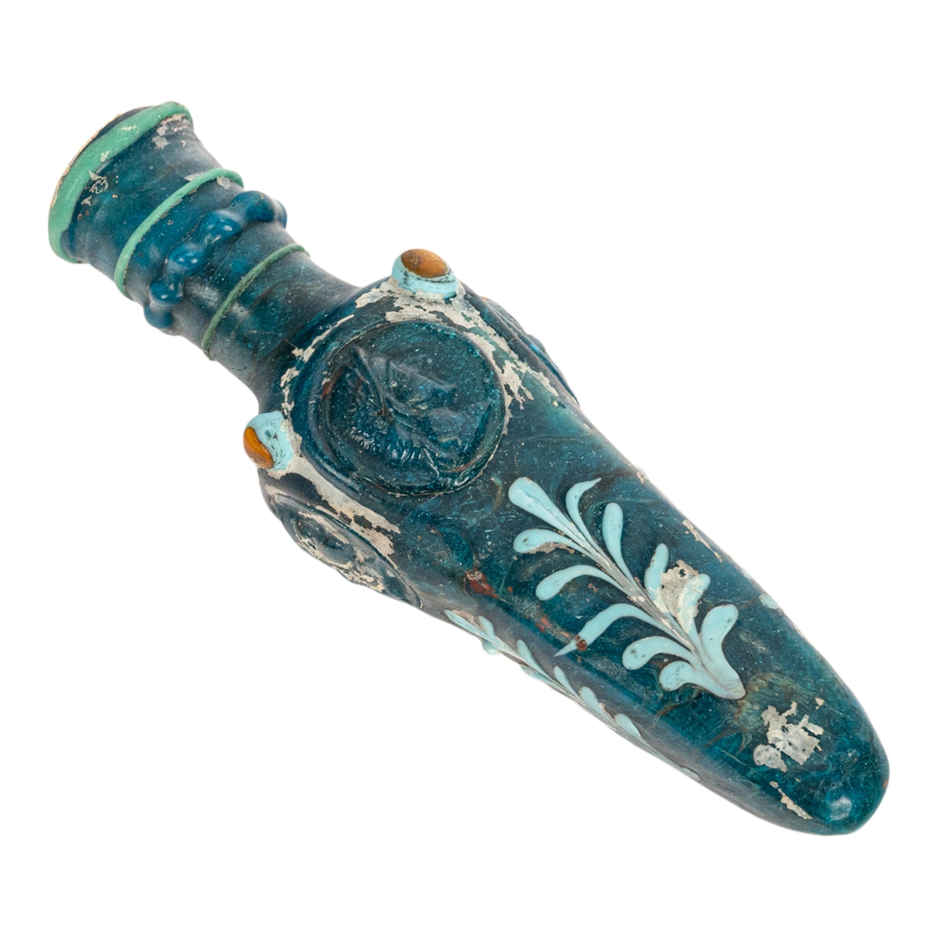 Ancient Roman Blue Glass Vessel Flask Cameo Emperor's Head 1st 2nd ...