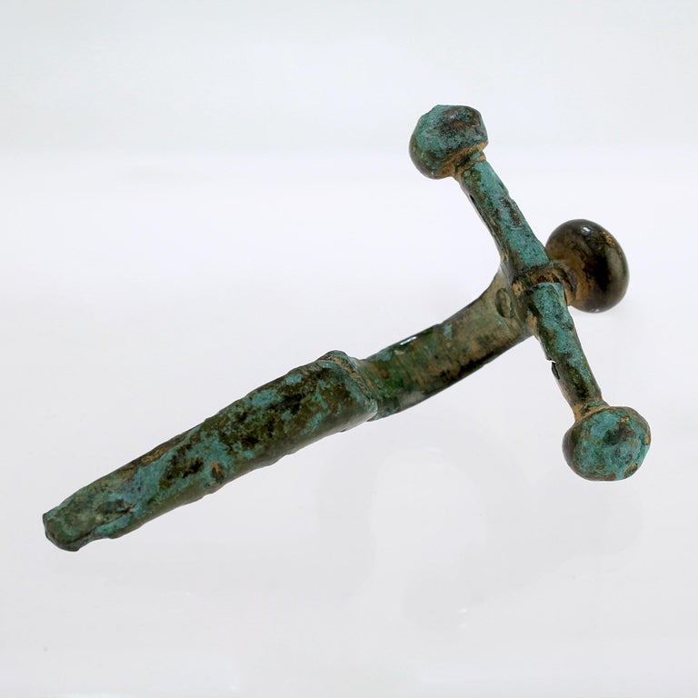 Ancient Roman Bronze Crossbow Fibula or Toga Pin For Sale at 1stDibs
