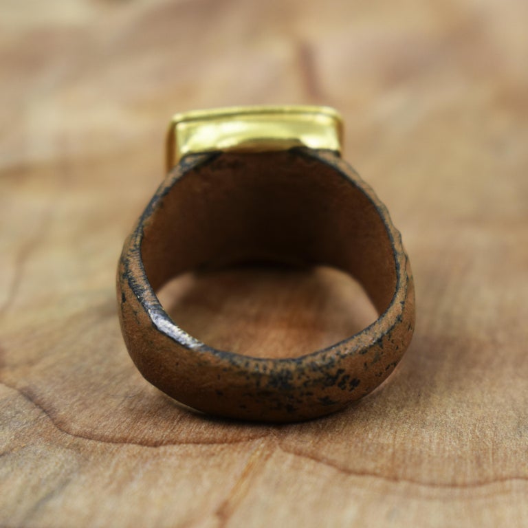Ancient Roman Bronze Signet Ring with 22 Karat Gold Bezel For Sale at ...