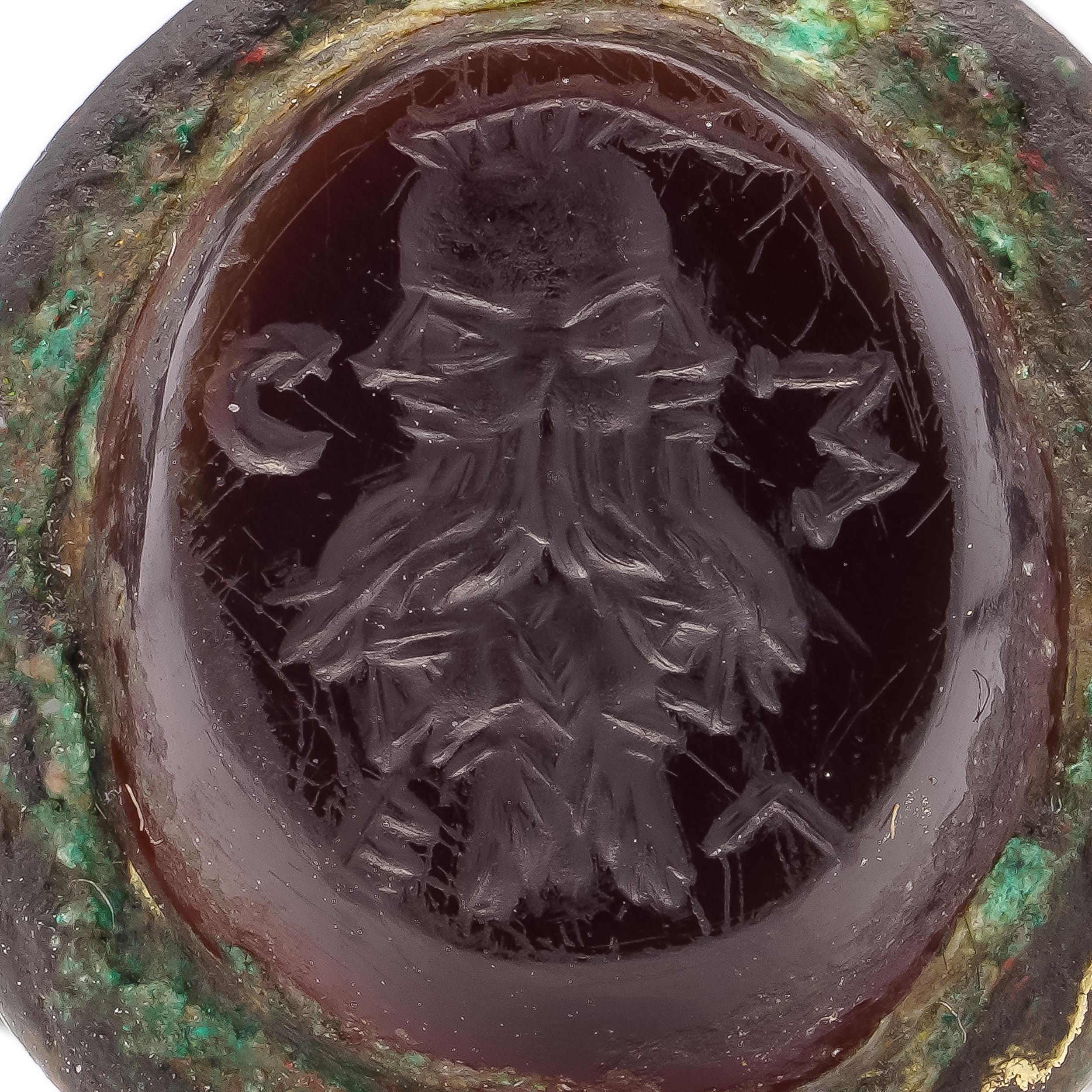 Ancient Roman Carnelian Intaglio with Double Sided Warrior For Sale at ...