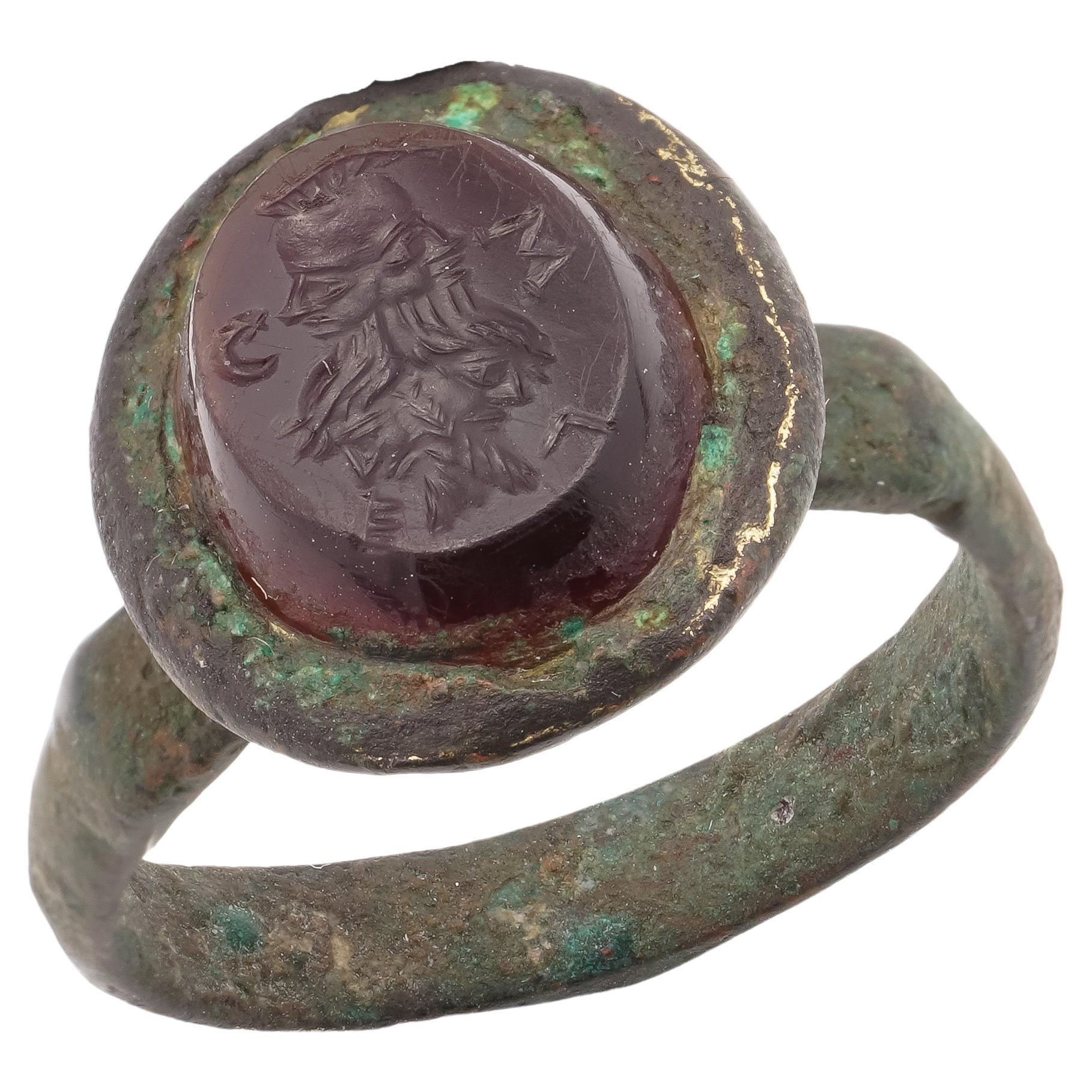 Ancient Roman Gold Intaglio Signet Ring with Cornucopia, Horn of Plenty ...