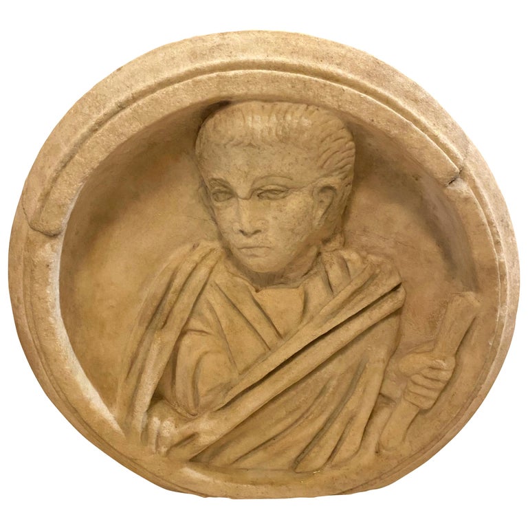 Ancient Roman Carved Marble Roundel For Sale at 1stDibs