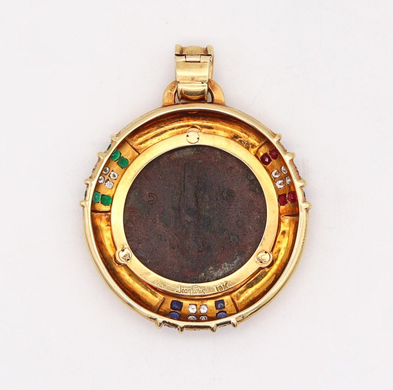 Ancient Roman Coin Pendant in 18Kt Gold with 3.97 Ctw in Diamonds and ...