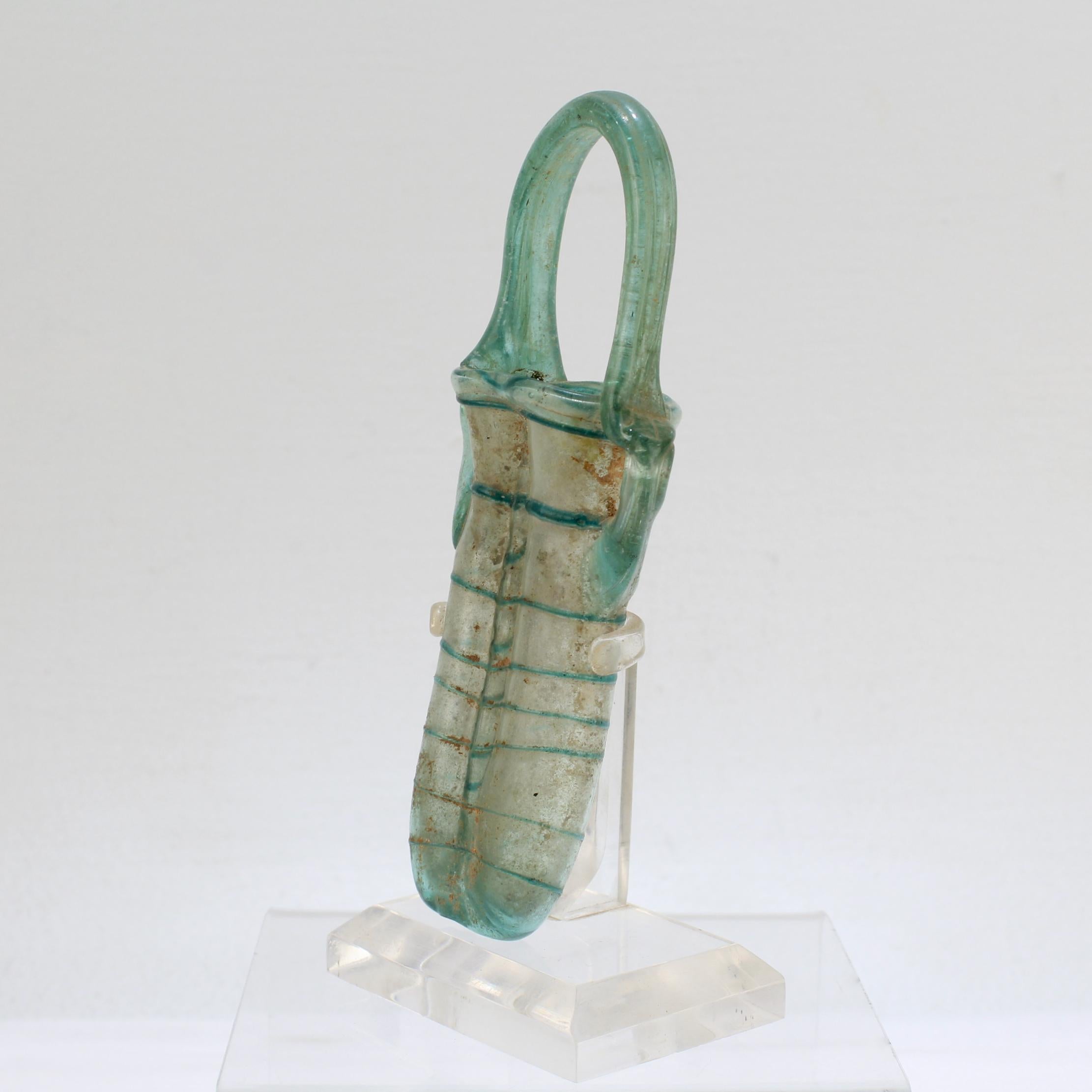 Ancient Roman Glass Double Unguentarium in Clear and Aqua Colored Glass ...