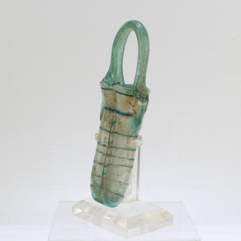 Ancient Roman Glass Double Unguentarium in Clear and Aqua Colored Glass ...