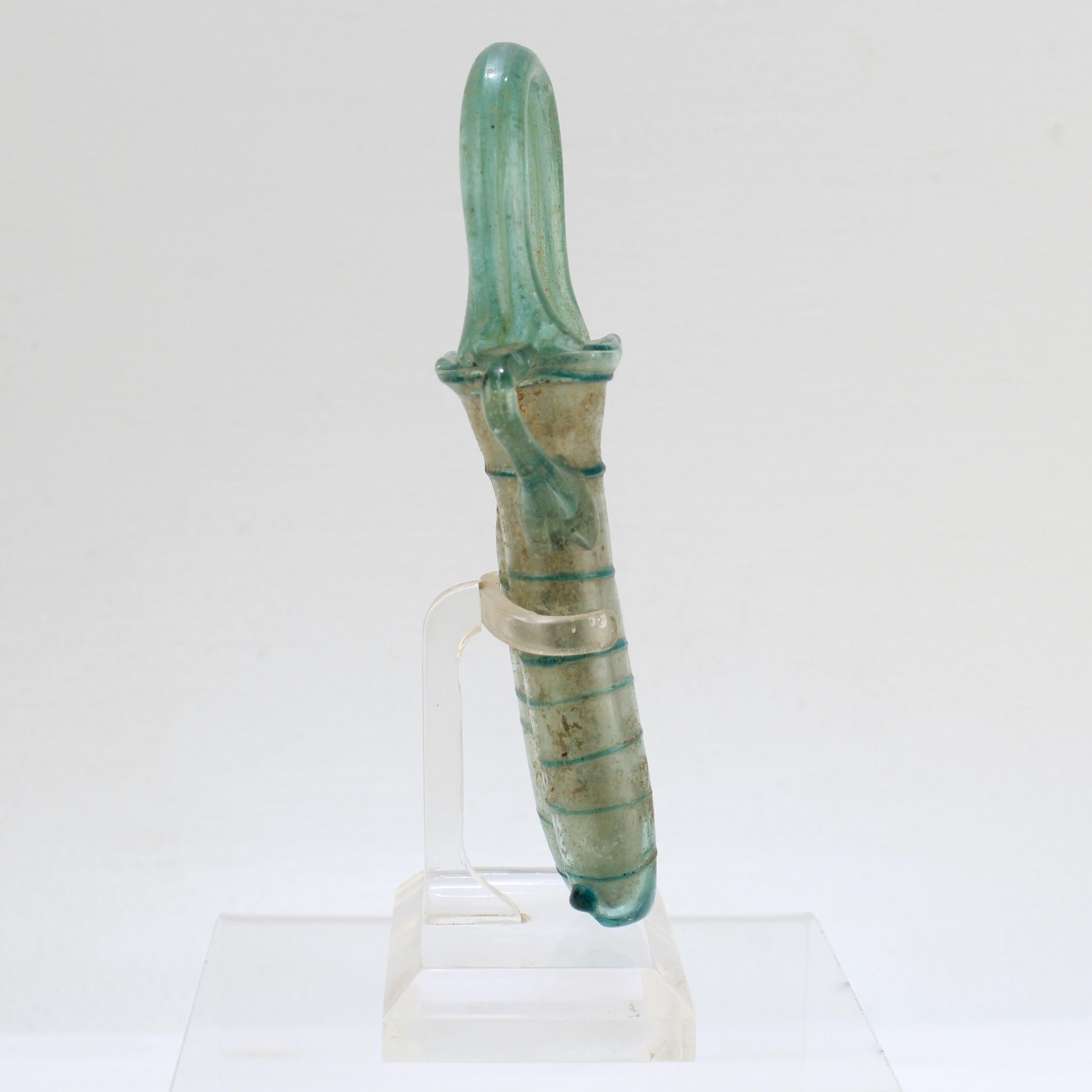 Ancient Roman Glass Double Unguentarium in Clear and Aqua Colored Glass ...