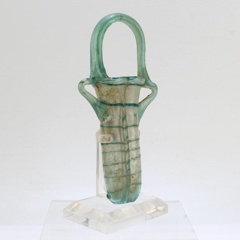 Ancient Roman Glass Double Unguentarium in Clear and Aqua Colored Glass ...
