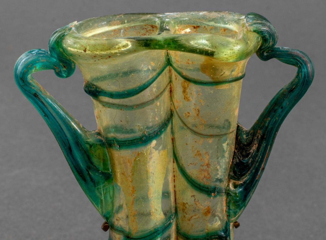 Ancient Roman Glass Double Unguentarium on Stand For Sale at 1stDibs