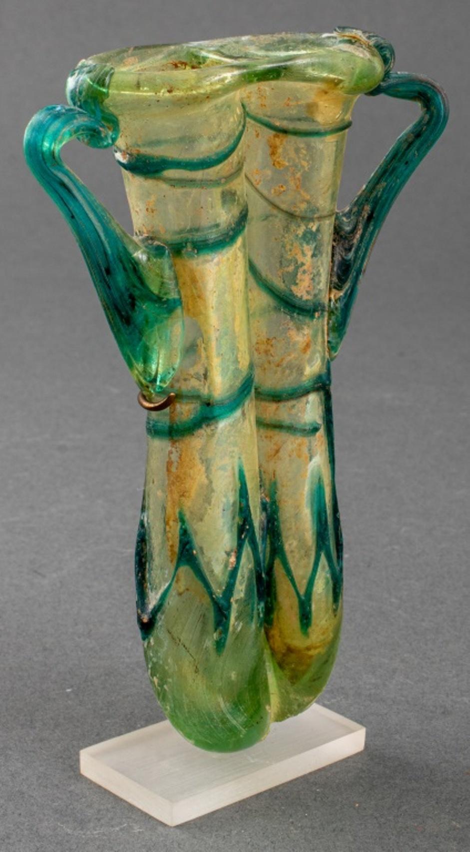 Ancient Roman Glass Double Unguentarium on Stand For Sale at 1stDibs