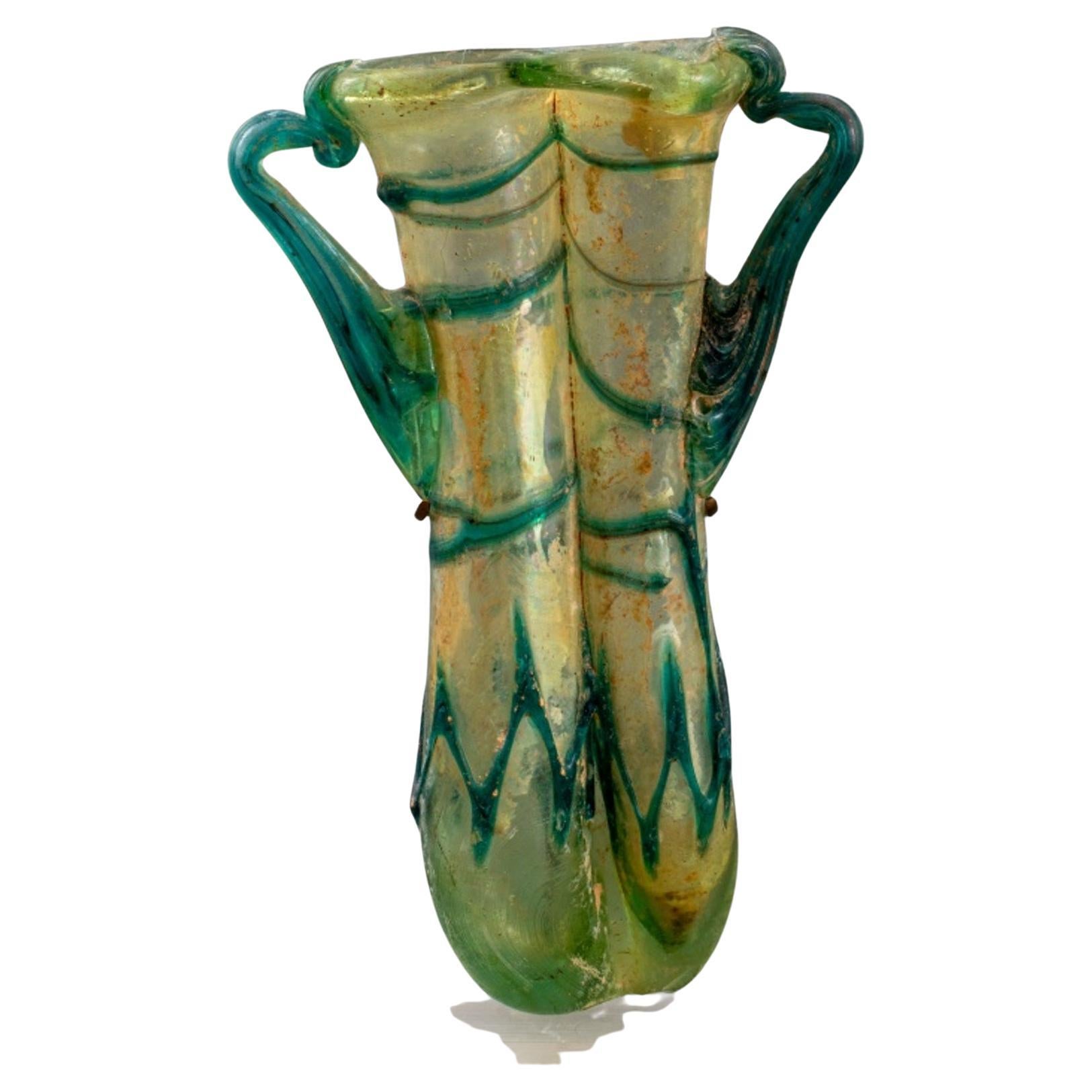 Ancient Roman Glass Double Unguentarium on Stand For Sale at 1stDibs