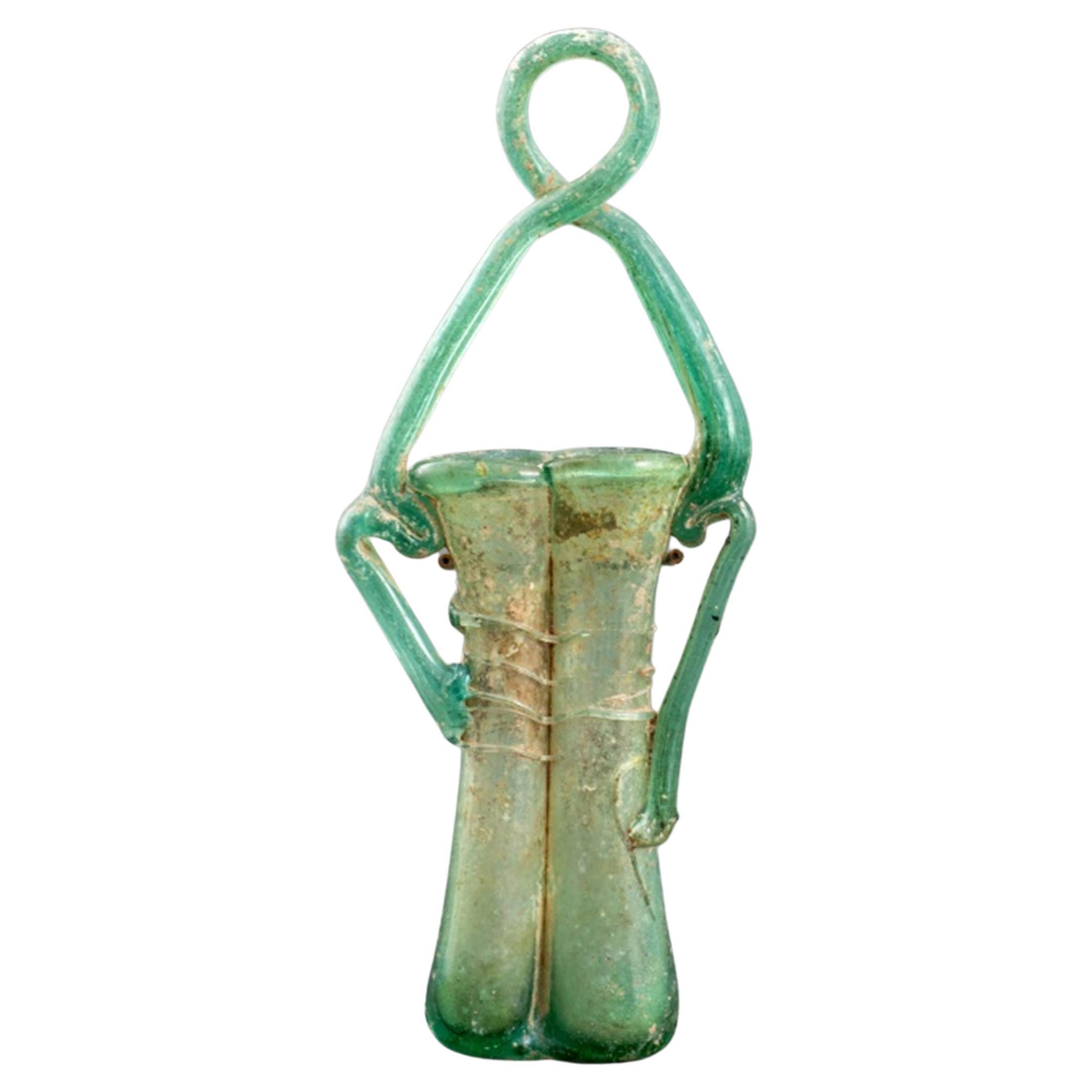 Ancient Roman Glass Ampullae or Ball Flasks, Set of Two For Sale at 1stDibs