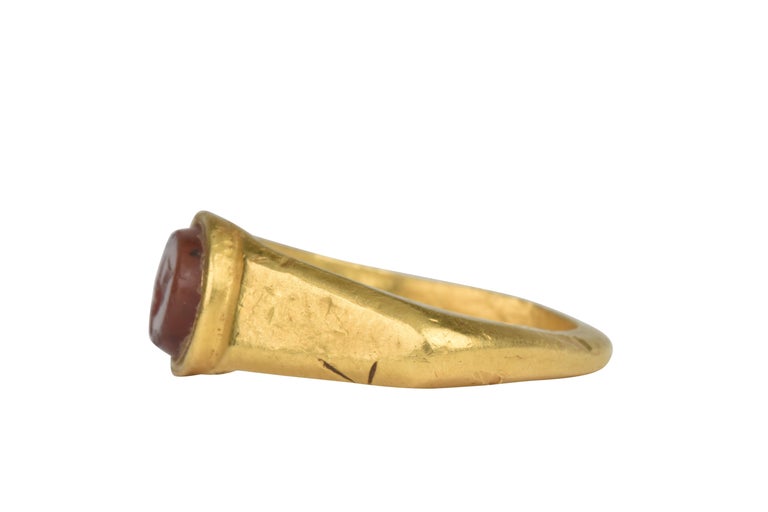 Ancient Roman Gold Intaglio Signet Ring with Cornucopia, Horn of Plenty ...