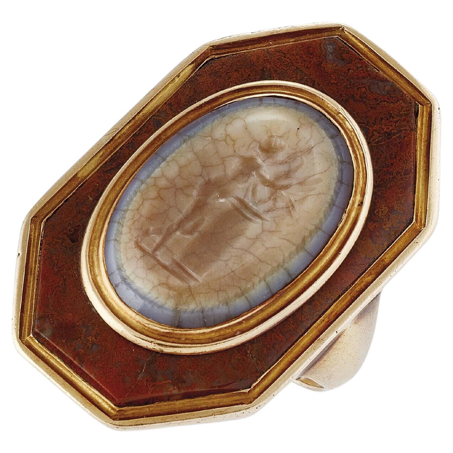 Ancient Roman Intaglio Set In An 18th Century Ring For Sale at 1stDibs