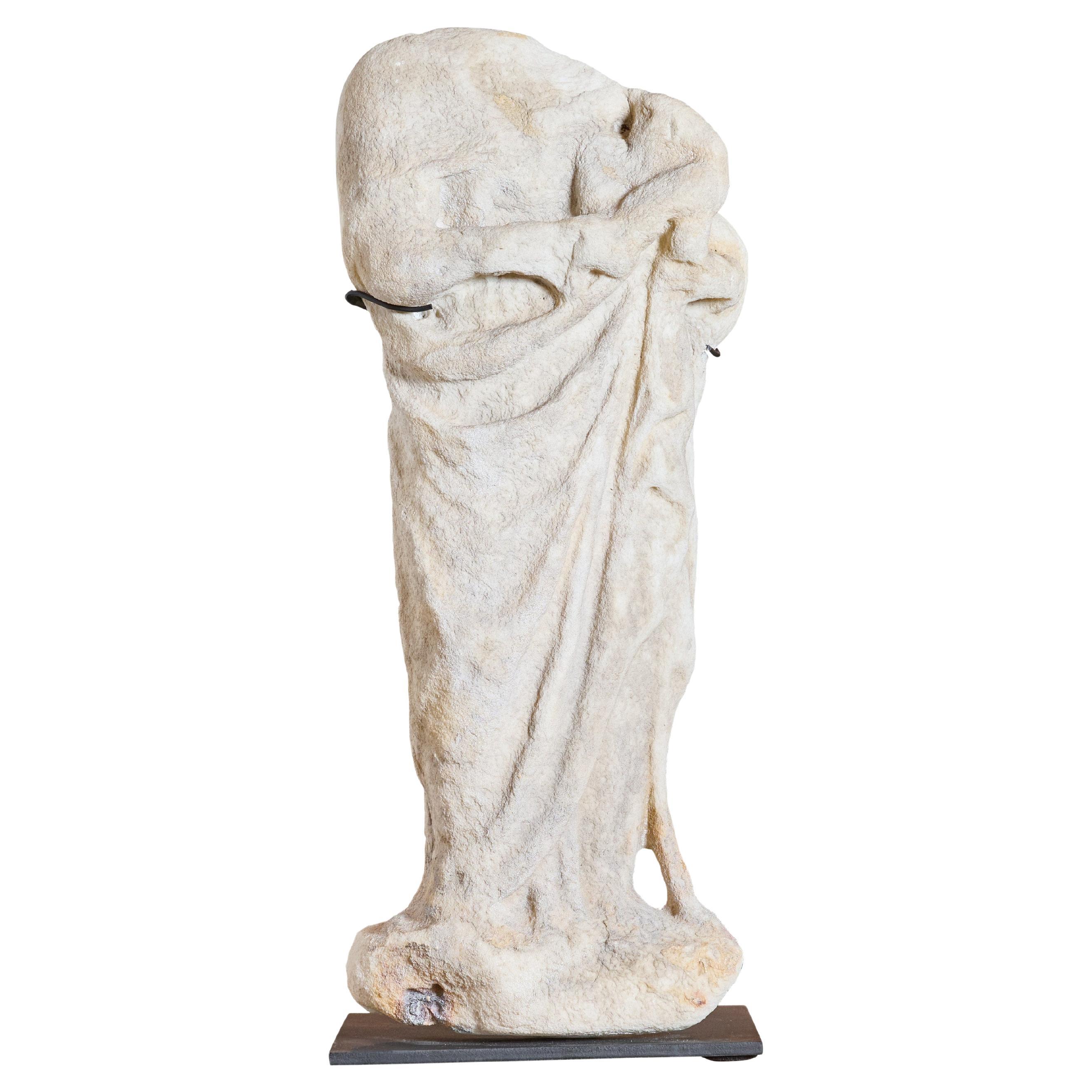 Ancient Roman Marble Architrave with Two Heads For Sale at 1stDibs
