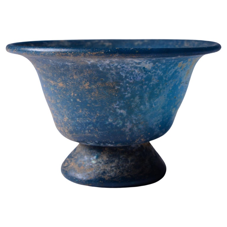 Ancient Roman Turquoise Glass Cup For Sale at 1stDibs