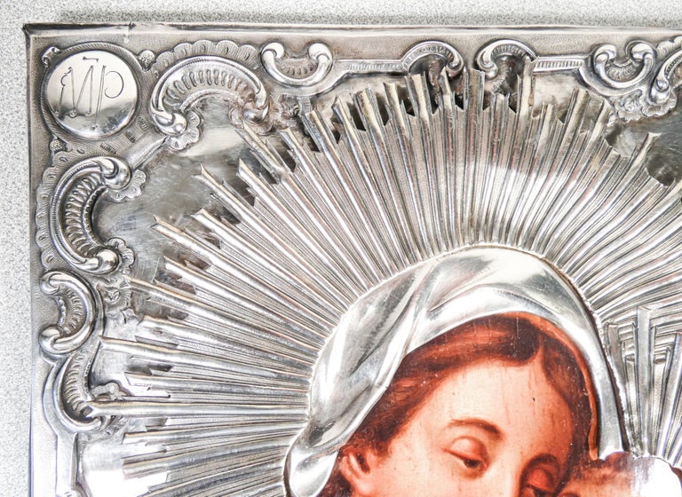 Ancient Russian Icon with 84 Silver Riza, Madonna with Child, Russia ...