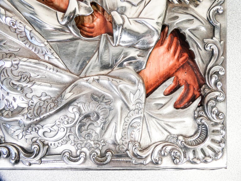 Ancient Russian Icon with 84 Silver Riza, Madonna with Child, Russia ...