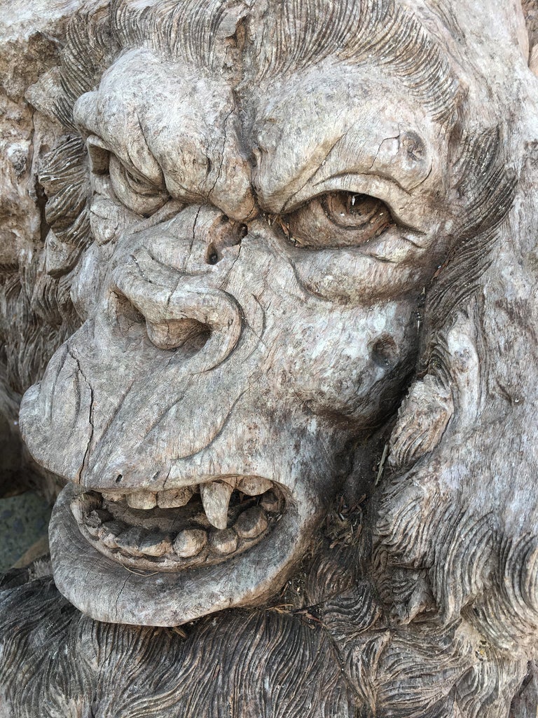 Ancient sculpture: monkey in a root, hardwood, circa 1950, can be an ...