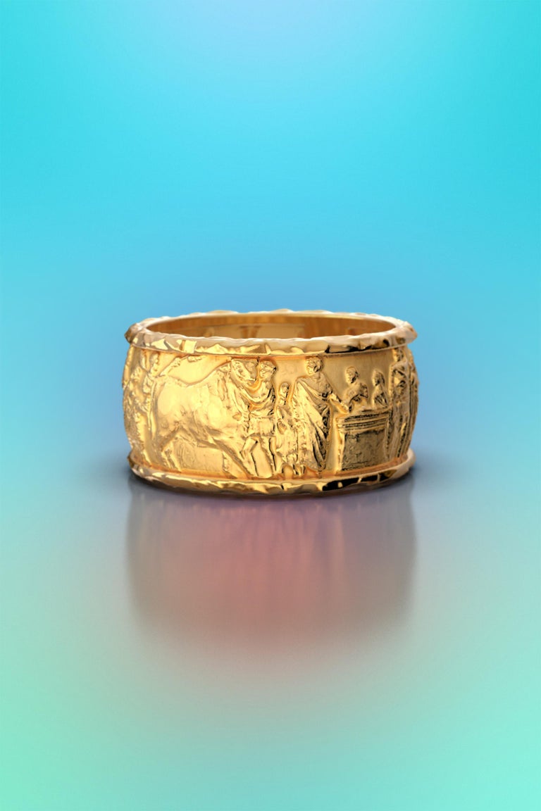 Customizable Ancient Style Solid Gold Ring, 18k Gold Ring Made in Italy ...