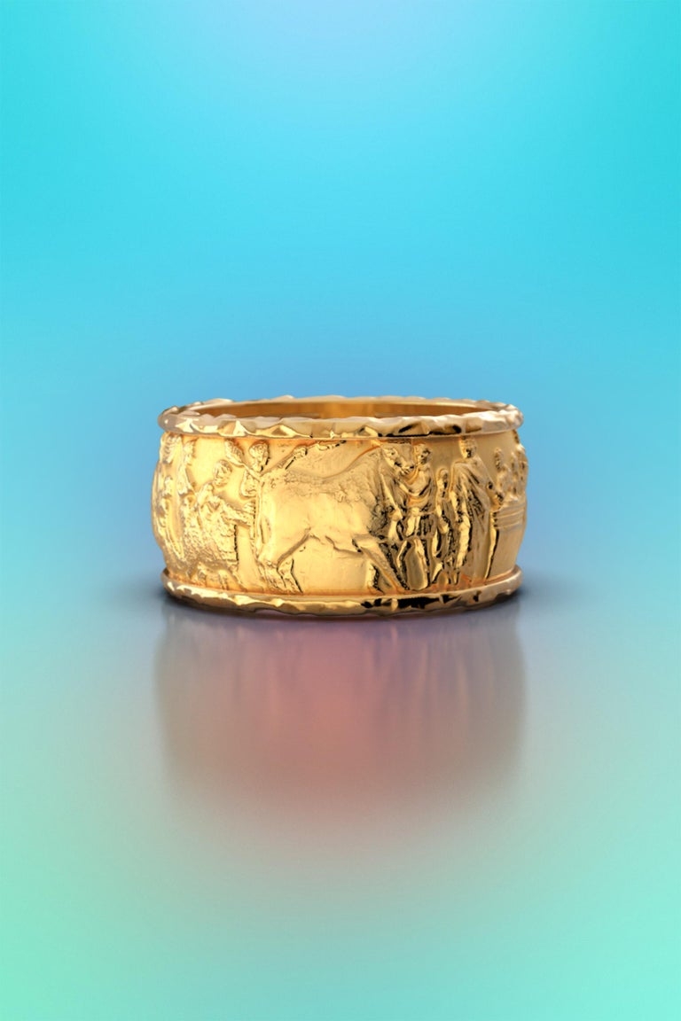 Customizable Ancient Style Solid Gold Ring, 18k Gold Ring Made in Italy ...